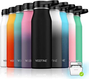 veefine insulated water bottle dishwasher safe metal water bottle bpa-free stainless steel water bottles 20/32/40oz reusable thermos for hiking camping and school