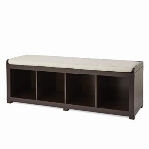 better homes and gardens storage organizer bench, 4-cube, espresso