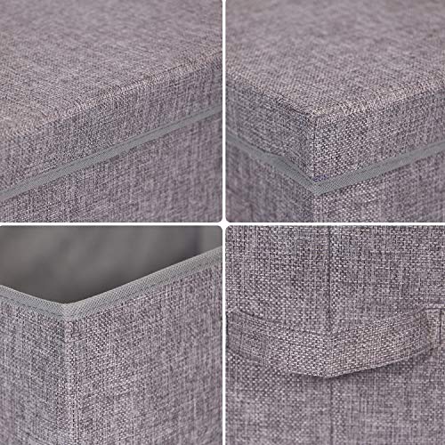 TENABORT 2 Pack Large Foldable Storage Box with Lids [16.5x11.8x11.8] Fabric Storage Cube Organizer Cloth Containers Linen Bins Baskets for Closet Clothes Clothing Bed Room