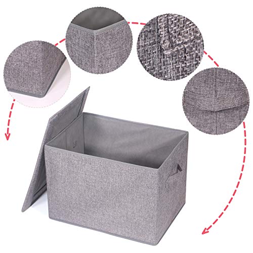 TENABORT 2 Pack Large Foldable Storage Box with Lids [16.5x11.8x11.8] Fabric Storage Cube Organizer Cloth Containers Linen Bins Baskets for Closet Clothes Clothing Bed Room