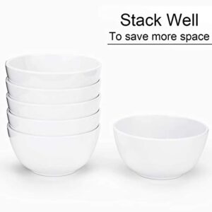 KX-WARE Melamine Bowls set - 28oz 6inch 100% Melamine Cereal/Soup/Salad Bowls, Set of 6 White | Shatter-Proof and Chip-Resistant Dishwasher Safe, BPA Free