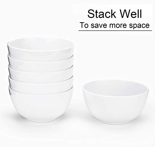 KX-WARE Melamine Bowls set - 28oz 6inch 100% Melamine Cereal/Soup/Salad Bowls, Set of 6 White | Shatter-Proof and Chip-Resistant Dishwasher Safe, BPA Free