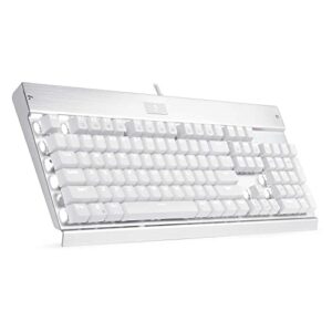 eagletec kg010 mechanical keyboard wired ergonomic brown switches equivalent for office pc home or business (white keyboard white backlit)