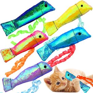 youngever 15 pack crinkle catnip cat toys, cat interactive toys, catnip kitten toys, crinkle catnip fish for cat, puppy, kitty, kitten, 15 assorted colors