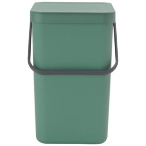 brabantia sort & go kitchen recycling / garbage trash can (6.6 gal / fir green) stackable refuse organiser with handle & removable lid, easy clean, perfectfit bags included