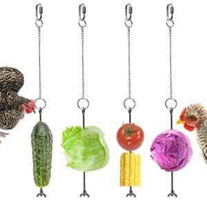 vehomy chicken veggies skewer fruit holder for hens pet chicken vegetable hanging feeder toy for hens large birds 4pcs