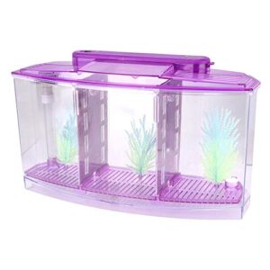 fish tank, adjustable light isolation acrylic small aquarium, with led light for small fishes for betta with water change valve(purple)