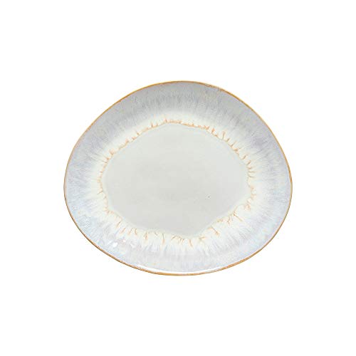 Costa Nova Ceramic Stoneware 11'' Oval Dinner Plate - Brisa Collection, Sal (White) | Microwave & Dishwasher Safe Dinnerware | Food Safe Glazing | Restaurant Quality Tableware