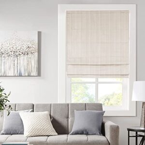 madison park galen cordless roman shades - fabric privacy single panel darkening, energy efficient, thermal insulated window blind treatment, for bedroom, living room decor, 31" x 64", ivory