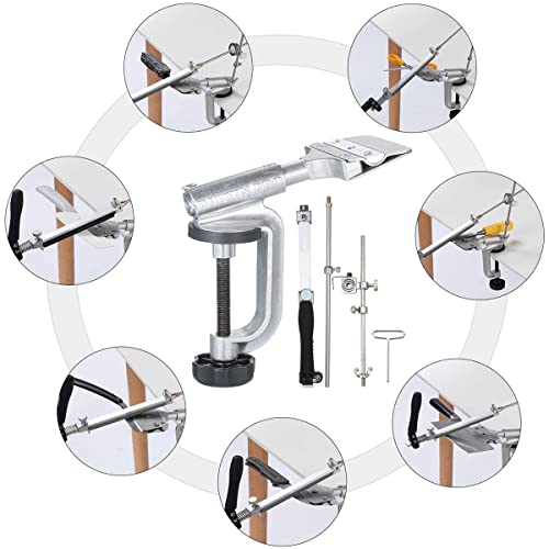 RUIXIN PRO RX-008 Kitchen Knife Sharpener System with 10 Whetstones, 360° Rotation Flip Design, Fixed Angle Stainless Steel Professional Chef Knife Sharpening Kit Fine Grinding Polishing Tool