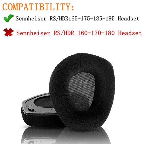 RS165 RS175 Ear Cushions Ear Pads Replacement Compatible with Sennheiser HDR 165 175 185 RS195 185 Wireless Headphone (Velvet)