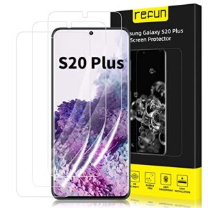 refun 3 pack screen protector for samsung galaxy s20 plus/galaxy s20+ 5g (6.7"), easy to install, bubble free, case friendly, fingerprint id compatible, scratch resistant flexible clear tpu film (s20 plus (6.7 inch) hd clear)