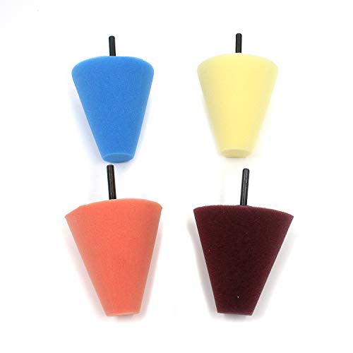 Bitray 4 PCS Conical Sponge Buffing & Polishing Cone for Automotive Car Wheel Hub Care, Metal Polish Buffing Foam Pad Sponge Polishing Wheel Tool