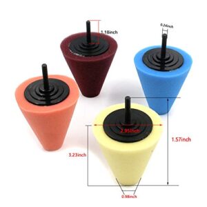 Bitray 4 PCS Conical Sponge Buffing & Polishing Cone for Automotive Car Wheel Hub Care, Metal Polish Buffing Foam Pad Sponge Polishing Wheel Tool