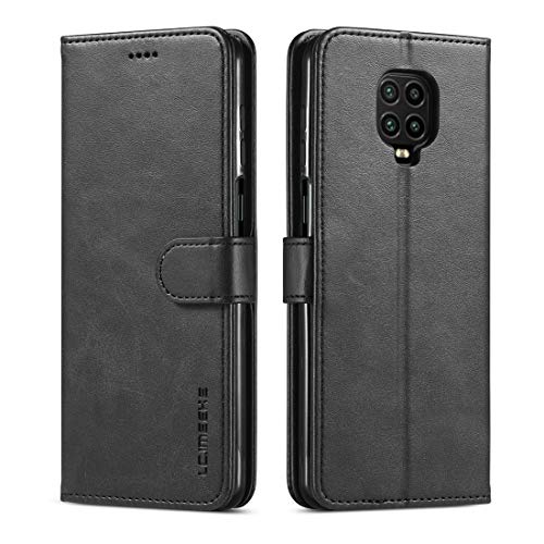 Redluckstar Redmi Note 9S Case, PU Leather Wallet Flip Cover [3 Card Slots 1 Money Pocket] [Magnetic Closure] [Stand] Shockproof Bumper Folio Phone Case for Xiaomi Redmi Note 9S (Black)