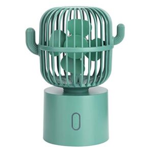 usb desk fan, 3 speeds adjustable portable cute cactus desktop table fan two ways charging wide-angle shaking head mini personal cooling fan for home, office, car, desktop decoration(green)