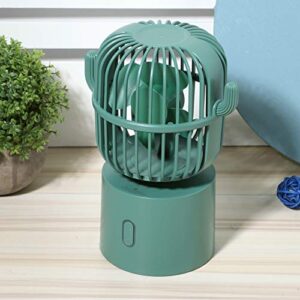 USB Desk Fan, 3 Speeds Adjustable Portable Cute Cactus Desktop Table Fan Two Ways Charging Wide-Angle Shaking Head Mini Personal Cooling Fan for Home, Office, Car, Desktop Decoration(Green)