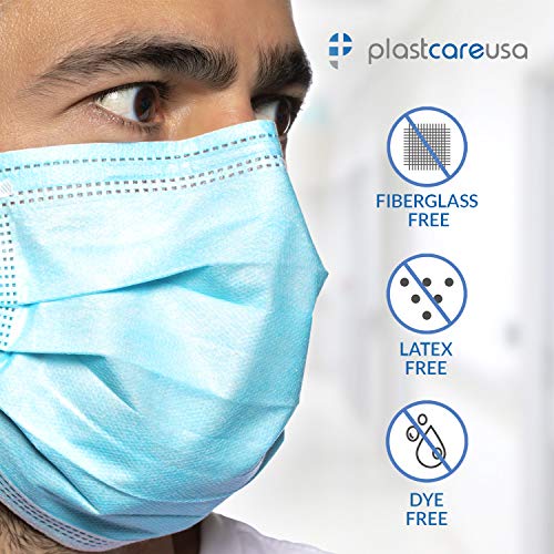 ASTM Level 2 Blue 3-Ply Earloop Face Masks by PlastCare USA (Box of 50)