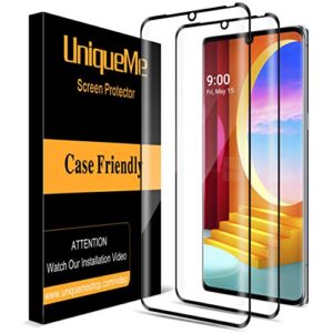 uniqueme [2 pack] screen protector compatible for lg velvet/lg velvet 5g uw tempered glass,3d full coverage film hd [easy installation] edge to edge protection