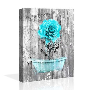 zeydrt bathroom decor picture blue rose wood wall decor painting rural home decoration pink bath crock picture nostalgic wooden artwork watercolor frame home decor bedroom bathroom wall art