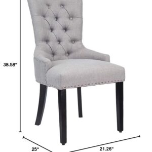 CangLong Modern Elegant Button-Tufted Upholstered Fabric With Nailhead Trim Dining Side Chair for Dining Room Accent Chair for Bedroom, Light Grey