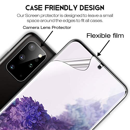 LK 4 Pack 2 Pack Screen Protector + 2 Pack Camera Lens Protector for Samsung Galaxy S20 Plus 6.7-inch, Positioning Tool, In-Display Fingerprint Support, HD Ultra-Thin, Flexible TPU Film