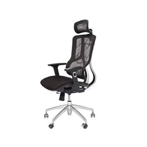 canglong executive chair with 2d adjustable headrest, ergonomic office chair with mesh seat and high back, desk chair with 3d armrest, multifunction for relaxation, bifma certification no 5.1, black