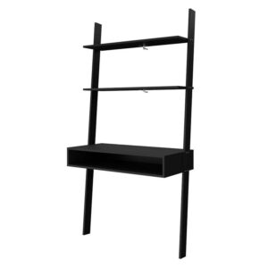 manhattan comfort cooper mid century modern home and office ladder desk organizer, 36.61", black