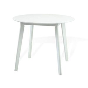 yumiko solid wood round dining table kitchen modern, white color