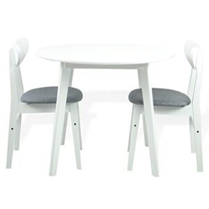 Yumiko Solid Wood Round Dining Table Kitchen Modern, White Color