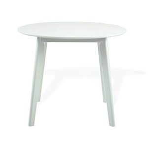 Yumiko Solid Wood Round Dining Table Kitchen Modern, White Color