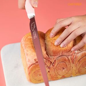 CHEFMADE Hello Kitty 8-Inch Serrated Bread Knife, Non-Stick Stainless Steel Toast Knife with Non-slip Silicone Handle, Traditional Artificial Forging Made in Japan