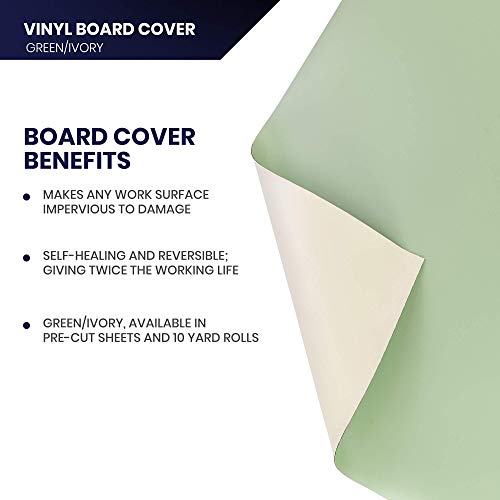 Pacific Arc Vinyl Board Cover. Self Healing and Stain Resistant Green/Ivory Sheet, 20 inches by 26 inches