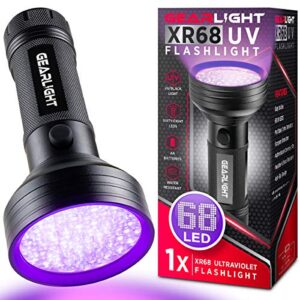 gearlight uv flashlight black light from 68 led blacklight flashlight dog/cat pet urine detector, scorpion, bed bug, resin curing, dog stain, and carpet odor eliminator remover, id checking_xr68