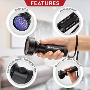 GearLight UV Flashlight Black Light from 68 LED Blacklight Flashlight Dog/Cat Pet Urine Detector, Scorpion, Bed Bug, Resin Curing, Dog Stain, and Carpet Odor Eliminator Remover, ID Checking_XR68