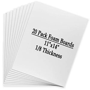 20 pack foam board 11"x14" foam core backing board 1/8" thick white foam boards for projects poster foam board presentation board for school, crafts, office & art projects