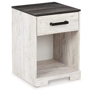 Signature Design by Ashley Shawburn Farmhouse 1 Drawer Night Stand, White & Gray