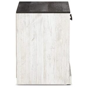 Signature Design by Ashley Shawburn Farmhouse 1 Drawer Night Stand, White & Gray