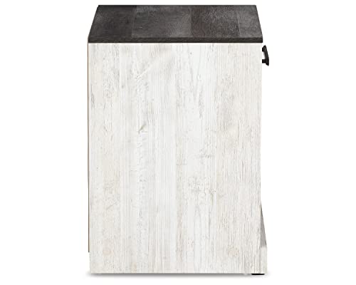 Signature Design by Ashley Shawburn Farmhouse 1 Drawer Night Stand, White & Gray