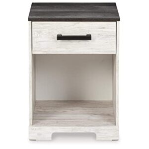 Signature Design by Ashley Shawburn Farmhouse 1 Drawer Night Stand, White & Gray