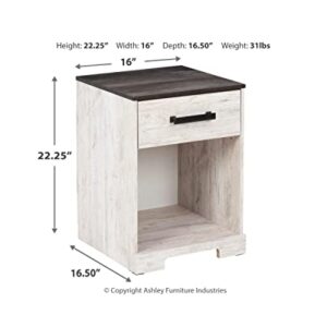 Signature Design by Ashley Shawburn Farmhouse 1 Drawer Night Stand, White & Gray