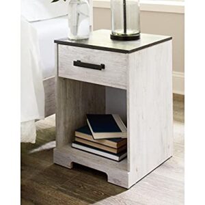 Signature Design by Ashley Shawburn Farmhouse 1 Drawer Night Stand, White & Gray