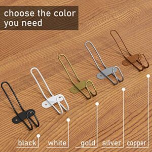 Tibres - Gold Coat Wall Hooks for Towel Clothes Robe Jacket Backpack and Bag - Brushed Gold Hanger for Bathroom - Metal Double Hooks Door or Wall Mounted - Set of 5