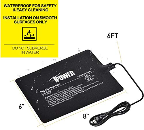 iPower PTHTPDCTRLV2HTPDM 6"x8" Reptile Heating Pad Under Tank Terrarium Heat Mat with Digital Thermostat Temperature Controller for Small Animals