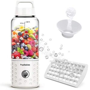 PopBabies Personal Smoothie Blender, Portable Blender, Battery Powered USB Blender to go Black & Ivory White