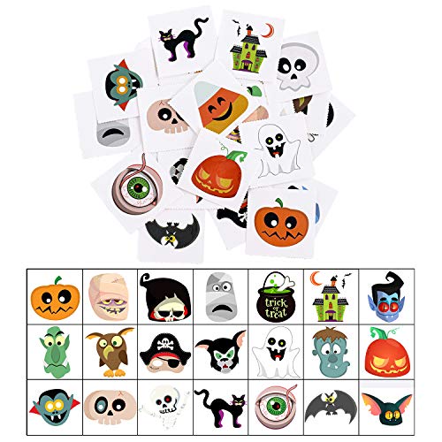 ADXCO 288 Pieces Halloween Temporary Tattoos Halloween Themed Tattoos Stickers for Halloween Party Favors, Assorted 24 Designs