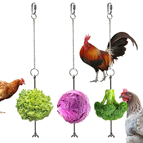 Vehomy Chicken Veggies Skewer Fruit Holder for Hens Pet Chicken Vegetable Hanging Feeder Toy for Hens Large Birds 3PCS