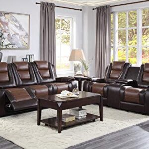 Lexicon Matteo Double Reclining Sofa, Two-Tone Brown