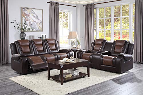 Lexicon Matteo Double Reclining Sofa, Two-Tone Brown