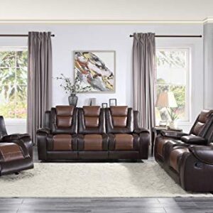 Lexicon Matteo Double Reclining Sofa, Two-Tone Brown